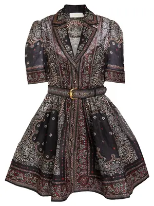 Zimmermann Paisley-print Mini Shirt Dress - Black