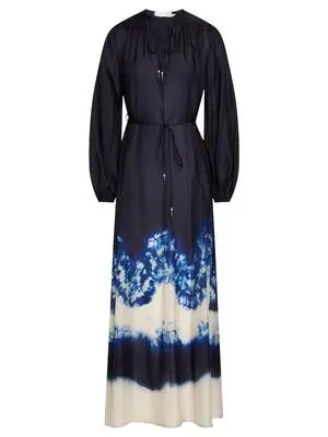 Zimmermann Tiedye Silk-Habotai Maxi Dress Navy