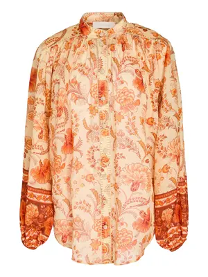 Zimmermann Floral-print Ramie Blouse - Cream