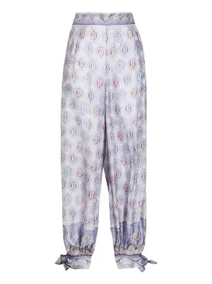 Zimmermann Paisley-print Silk Crepe De Chine Tapered Pants - Light Blue