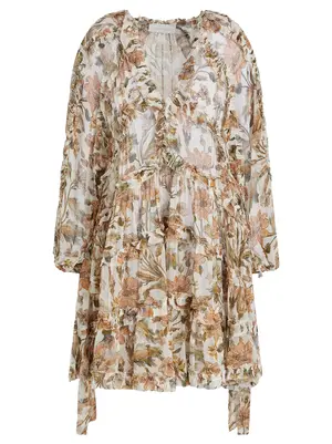 Zimmermann Floral-print Crepon Mini Dress - Multicolor