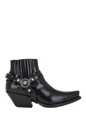 Versace Camperos Leather Boots - Nero & Palladium