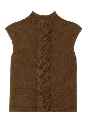 LEMAIRE Cable-knit Wool-blend Vest - Brown