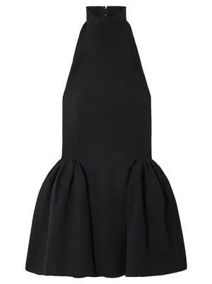 16Arlington Fiala Open-back Gathered Cady Halterneck Mini Dress - Black