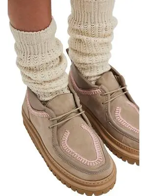 LAIDBACK LONDON Luca Crochet Chukka Boots - Fossil Suede Baby Pink