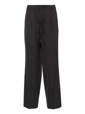 Attachment Drawstring-waistband Wool Trousers - Black