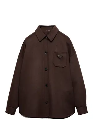 Prada Enamel-logo Wool Jacket - Brown