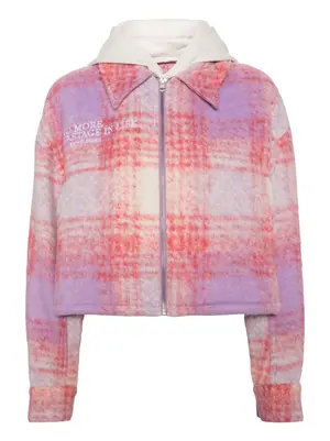 Izzue Checked Hooded Jacket - Pink
