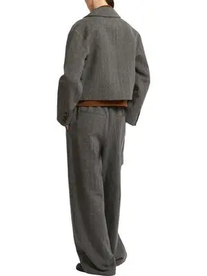 YVES SALOMON Notched Lapel Double-breasted Jacket - Grey