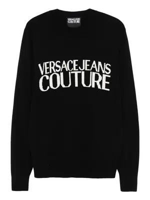 Versace Logo-intarsia Sweater - Black