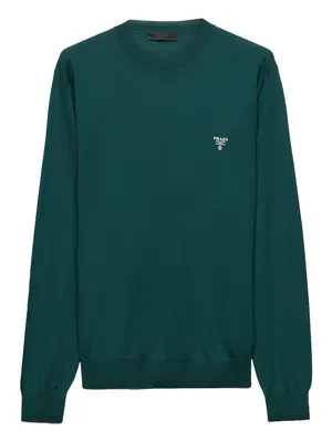 Prada Logo-embroidered Wool Jumper - Green