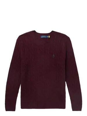 Polo Ralph Lauren Slim-fit Cable-knit Wool And Cashmere-blend Sweater - Burgundy