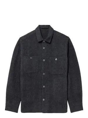 Mr P. Herringbone Wool And Cashmere-blend Flannel Overshirt - Gray