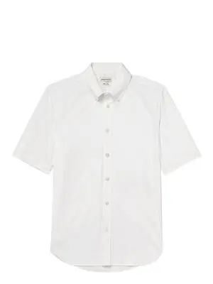 Alexander McQueen Brad Pitt Button-down Collar Cotton-blend Poplin Shirt - White