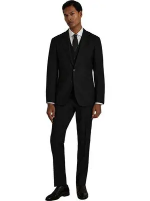 REISS Aspire Slim-Fit Wool Trousers Black
