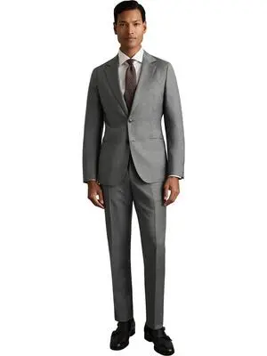 REISS Aspire Slim-Fit Wool Trousers Grey