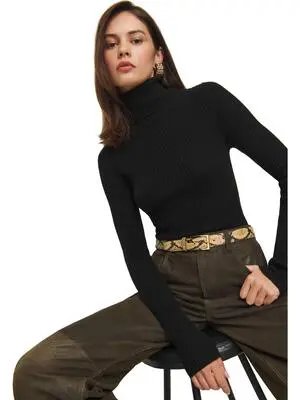 REFORMATION Reformation Tink Cashmere Turtleneck Bodysuit