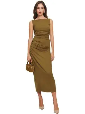 REFORMATION Benson Knit Dress Bronze