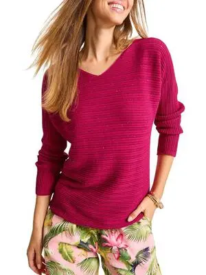 Tommy Bahama Jewel Bay Sequin Sweater - Pink Papaya