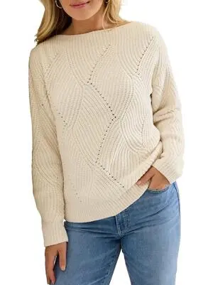 Tommy Bahama Tommy Bahama Shell St. Luna Boat Neck Sweater Coconut