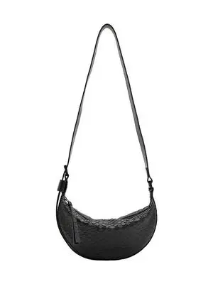 ALLSAINTS Allsaints Half Moon Leather Crossbody Black/black