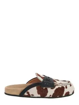 COLLEGE Animal-print Leather Mules - Brown