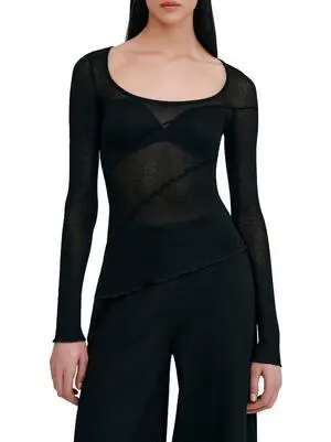 MARCELLA Marcella Melody Ruffle Seam Top Black
