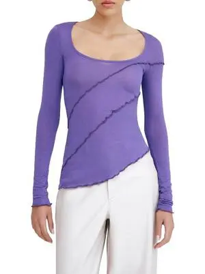 MARCELLA Marcella Melody Ruffle Seam Top Purple
