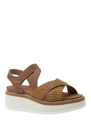 Naot Pavlova Platform Sandals - Latte Brown Leather/ Gldn Brwn