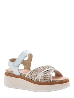 Naot Pavlova Platform Sandals - White Leather/ Sand Raffia