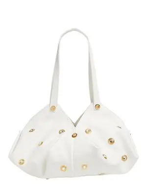Versace Protea Leather Shoulder Bag - Porcelain White Gold