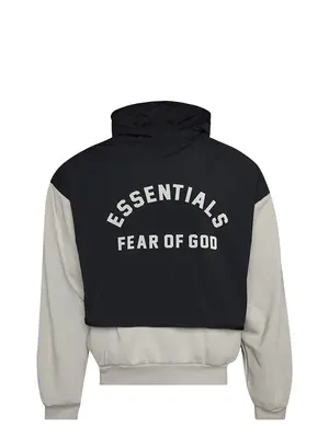Fear Of God Nylon Fleece Hooded Sweater 'seal/jet - Black