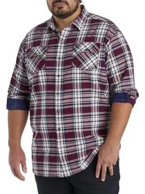 TRUE NATION BY DXL Big & Tall Plaid Rolled-sleeve Sport Shirt - Red Multi