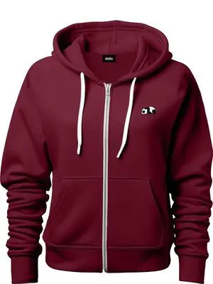 DALIX Panda Zip Up Hoodie - Maroon