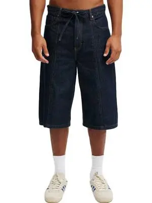 COTTON ON Super Baggy Jorts Pintuck Shutter Blue