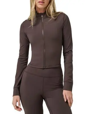 Travis Mathew Moveknit Full Zip Crop Jacket - Coffee Grounds