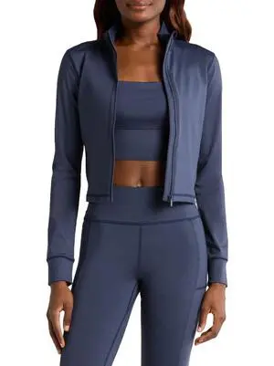 Travis Mathew TravisMathew Moveknit Full Zip Crop Jacket Heather Navy Blazer