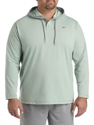 REEBOK Big & Tall French Terry Performance Henley Hoodie - Hybrid Green