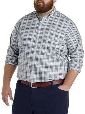 OAK HILL BY DXL Big & Tall Medium Plaid Sport Shirt - Blue Multi