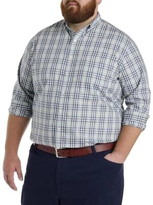 OAK HILL BY DXL Big & Tall Medium Plaid Sport Shirt Blue Multi