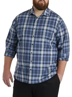 SYNRGY BY DXL Big & Tall Plaid Sport Shirt - Blue