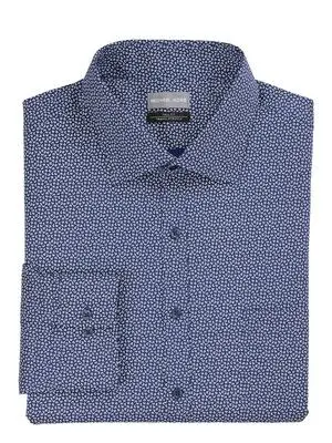 Michael Kors Big & Tall Abstract Patterned Performance Dress Shirt - Navy