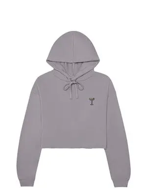 DALIX Cropped Fleece Hoodie - Storm Gray