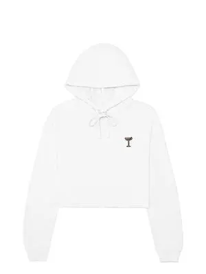 DALIX Cropped Fleece Hoodie - White