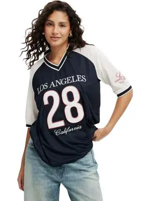 COTTON ON Cotton On Oversized V-Neck Raglan Jersey Los Angeles 28