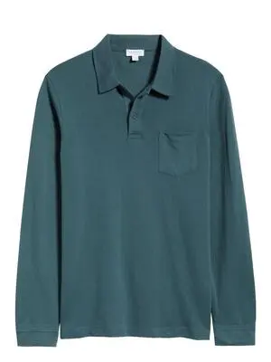 Sunspel Riviera Supima® Cotton Piqué Polo - Dark Petrol