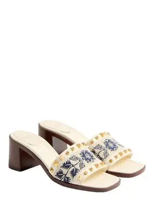 Valentino Garavani County Slide Sandal - Ivory/ Multi