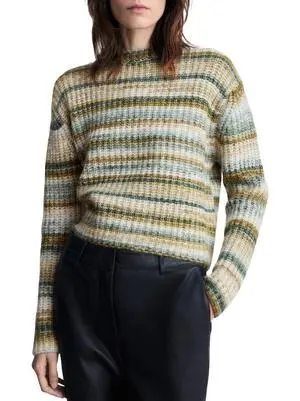 Mango Striped Sweater - Dark Green