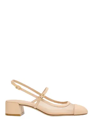 STUART WEITZMAN Maeve Mesh Mary Jane Slingback Pumps - Beigebarely Beige