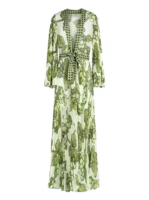 Etro Floral And Geometric Print Kimono - Green